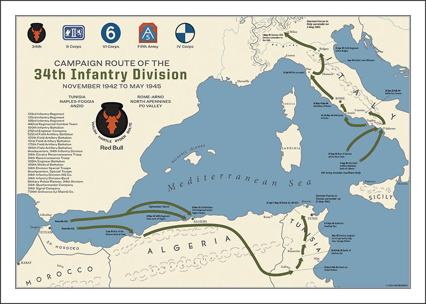 34th Infantry Division Campaign Map – HistoryShots InfoArt