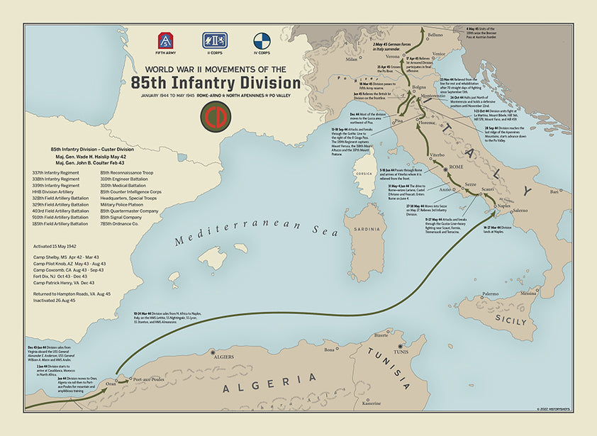 85th Infantry Division Campaign Map – HistoryShots InfoArt