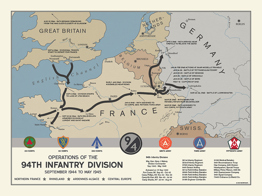 94th Infantry Division Campaign Map – HistoryShots InfoArt